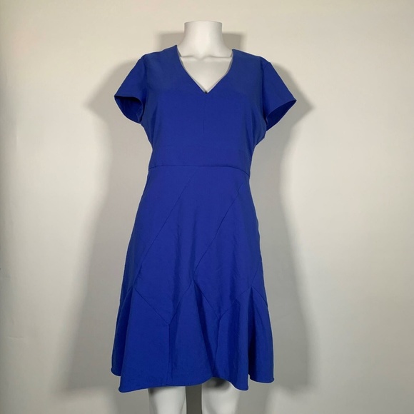 Bar III | Dresses | Bar Iii Dress Blue Fit Flare Short Sleeves Sz ...